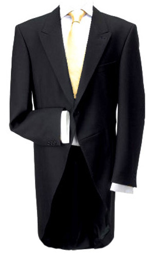 Ex-Hire Black Herringbone Morning Coat - £95 | Clermont Direct